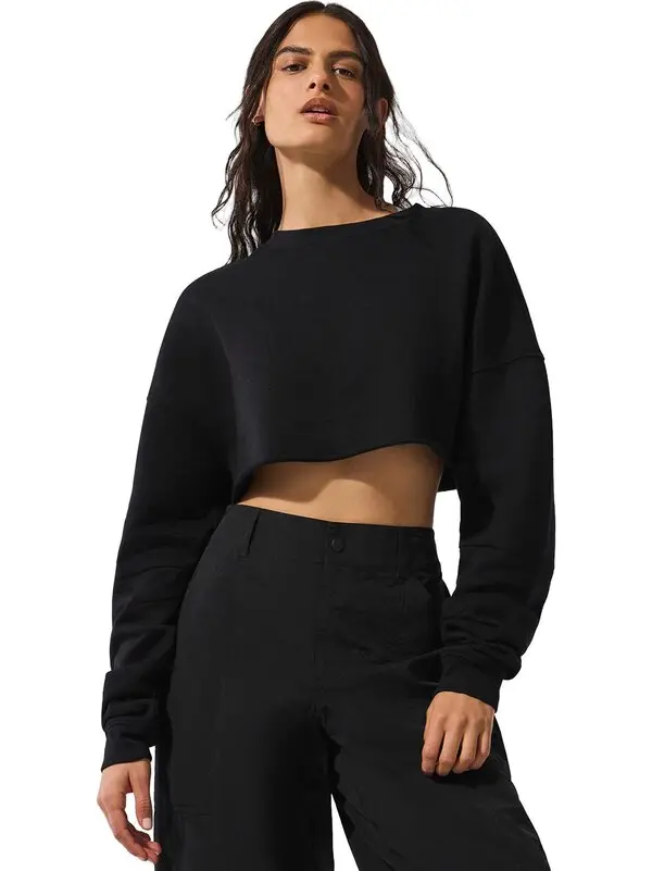 Alo Yoga Extreme Cropped Pullover Top - Black