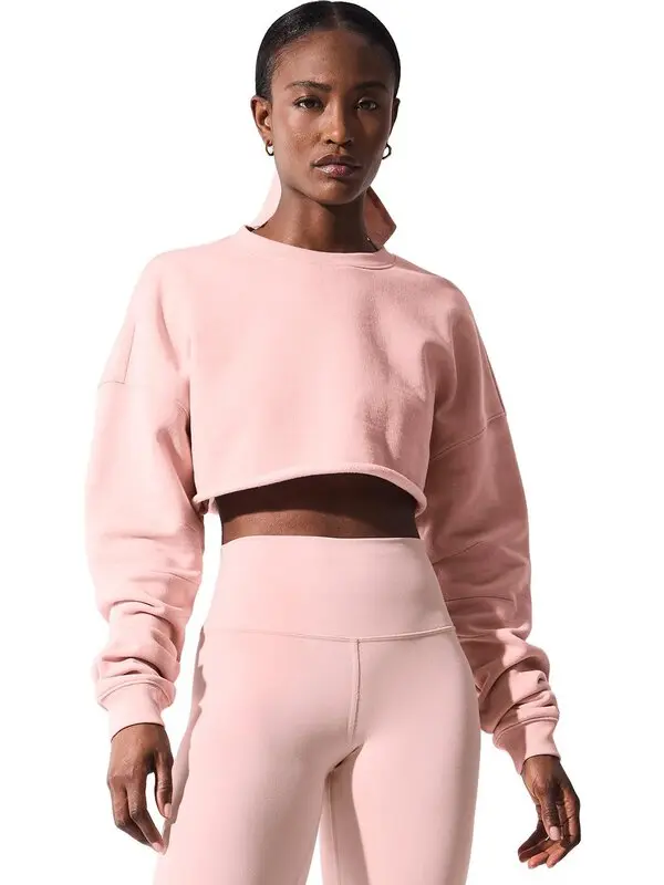 Alo Yoga Extreme Cropped Pullover Top - Pink Quartz