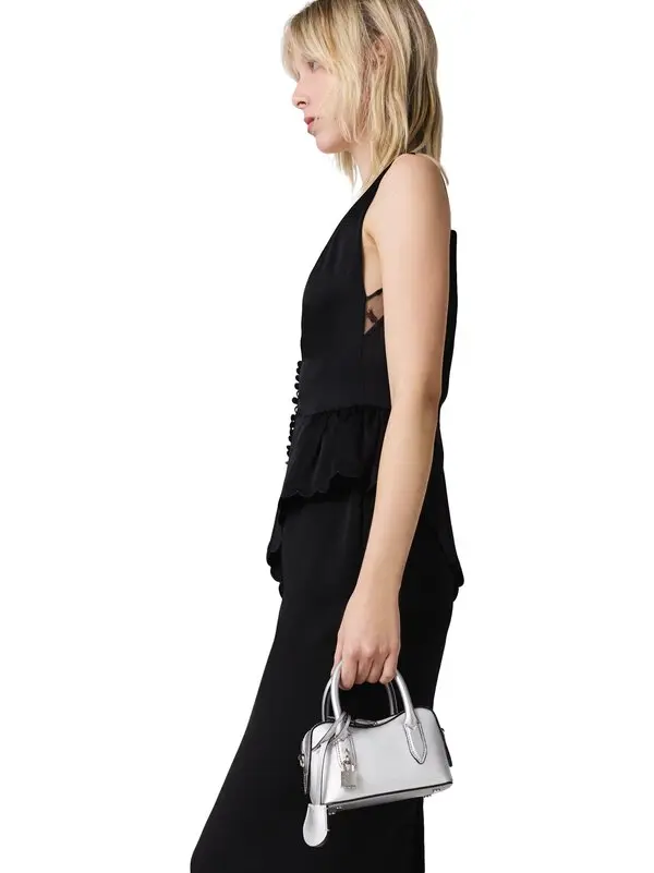 Stella McCartney Deep V-neck Peplum Midi Dress - Black