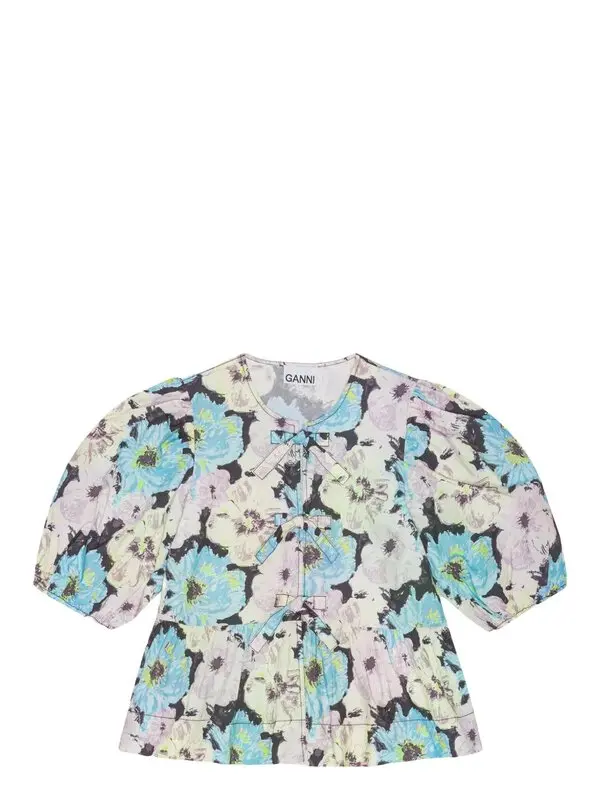 GANNI Printed Blouse - Blue