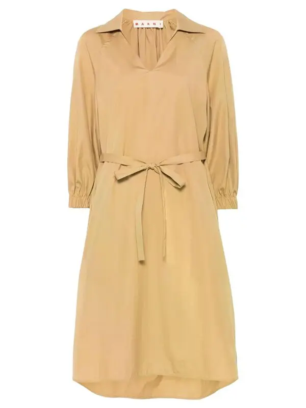Marni Poplin Midi Dress - Brown