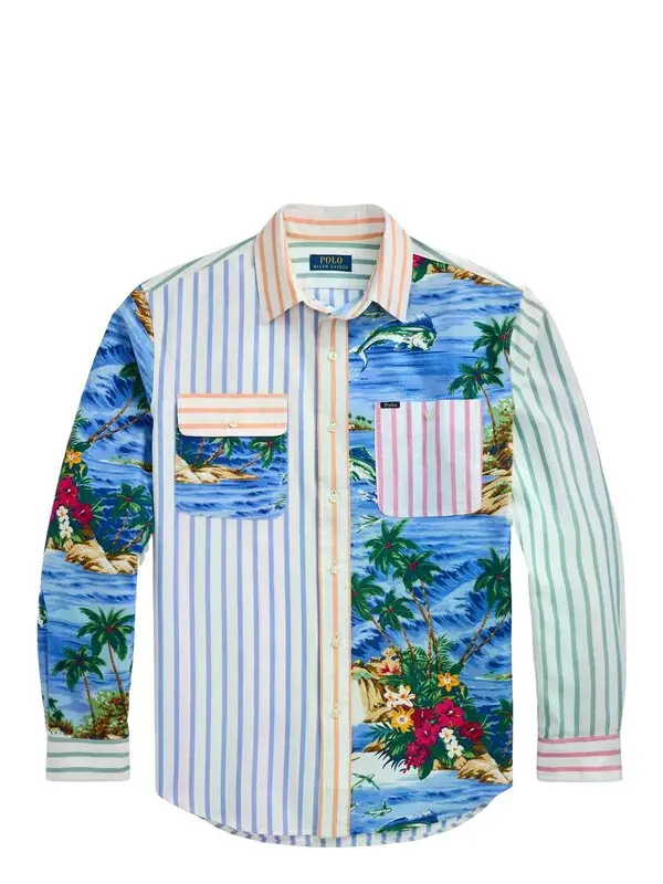 Polo Ralph Lauren Patchwork Design Shirt - Blue