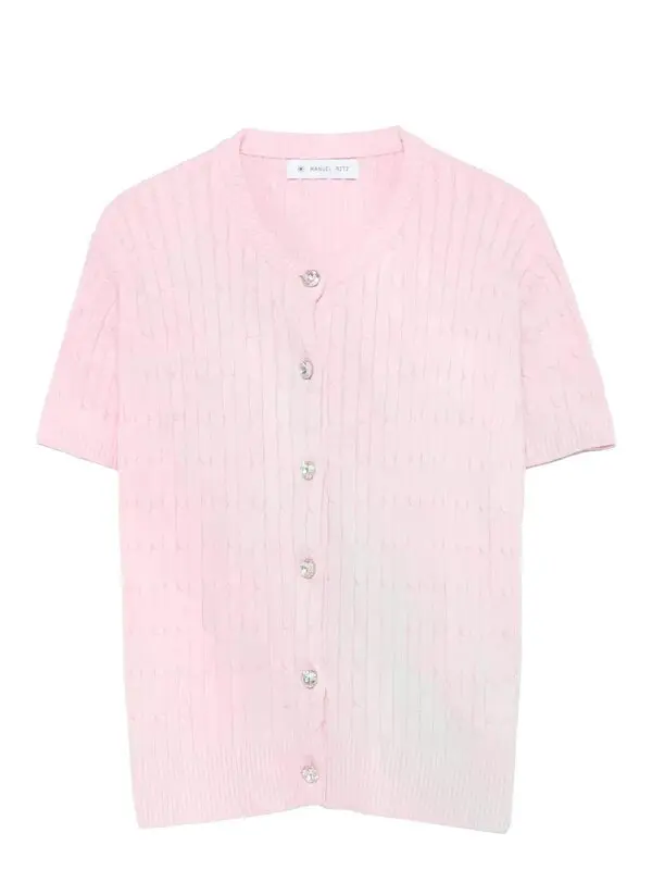 MANUEL RITZ Cotton Short-sleeve Cardigan - Pink