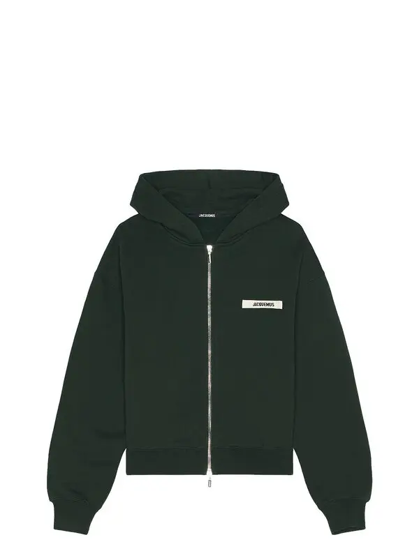 Jacquemus Le Hoodie Zip Gros Grain - Dark Green 2