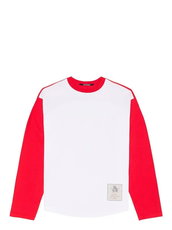 Jacquemus Le T-shirt Baseball Ml In White,red - Multi Red