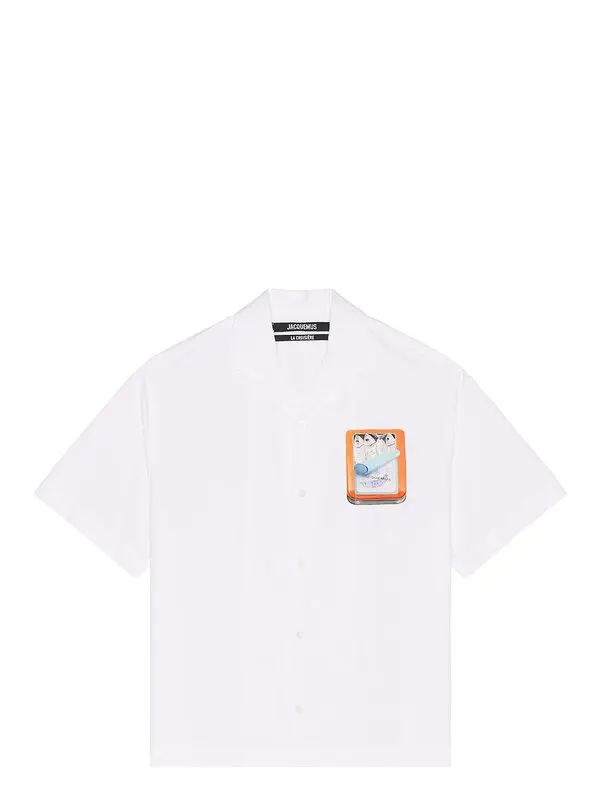 Jacquemus La Chemise Jean In White - Boite Sardines Orange