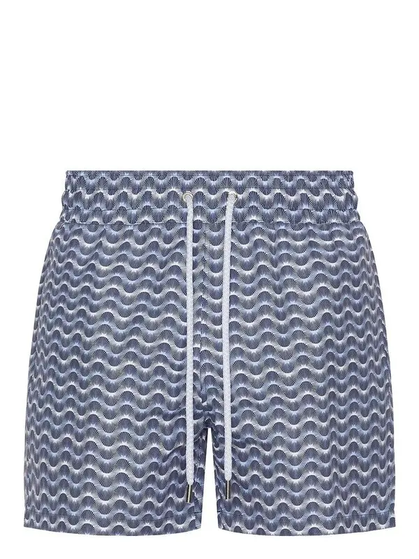 Frescobol Carioca Rio Swim Short - Chambray Blue & Charcoal Blue