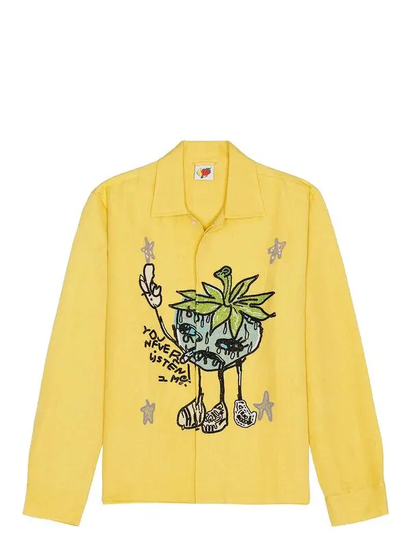 SKY HIGH FARM WORKWEAR Smoke Strawbabies Beaded Shirt - Yellow