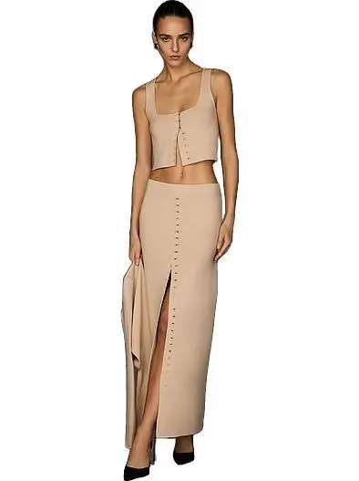 Victoria's Secret Atelier X Altuzarra Fine-knit Long Skirt - Beige