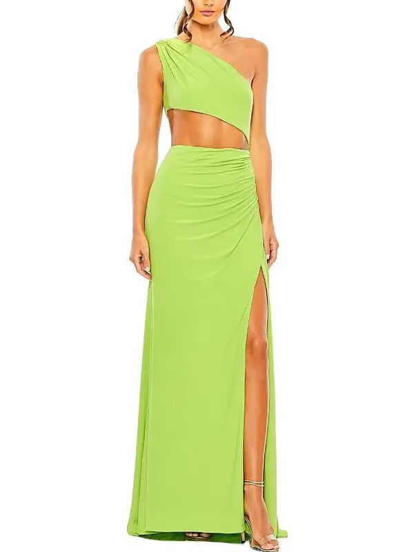 Mac Duggal Cut Out One Shoulder Gown - Spring Green