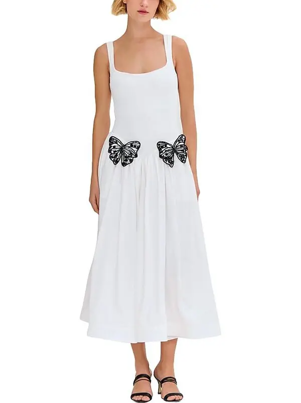 PatBO Merian 3d Butterfly Dress - Off White