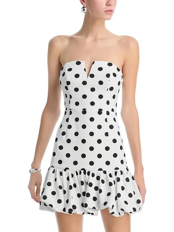 Aqua Polka Dot Bubble Dress - White/black