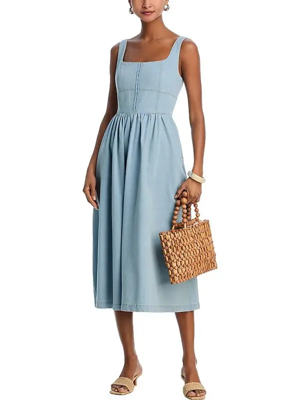 Aqua Denim Tank Midi Dress - Light Wash