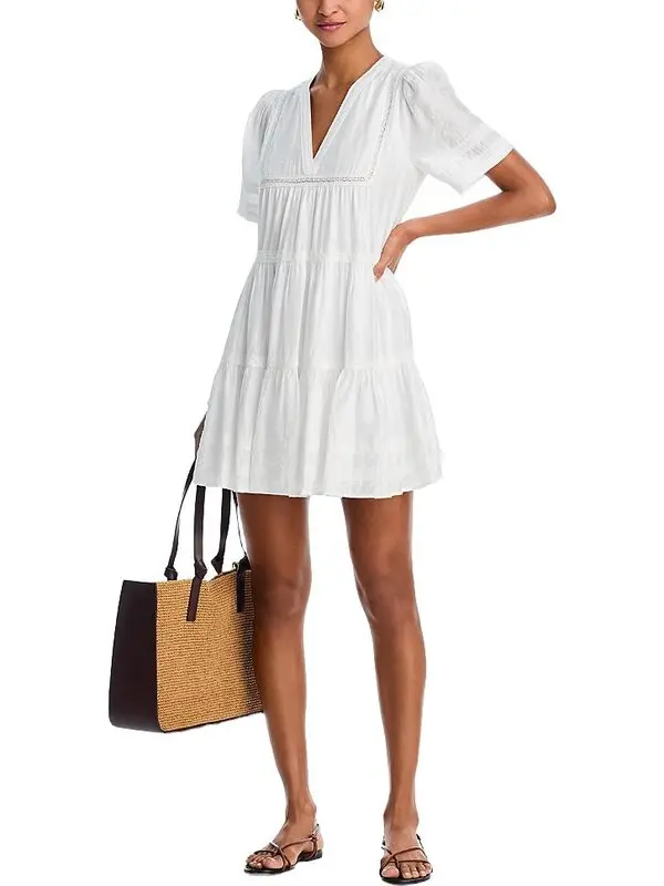 Aqua Lace Voile Short Sleeve Dress Exclusive - Ivory