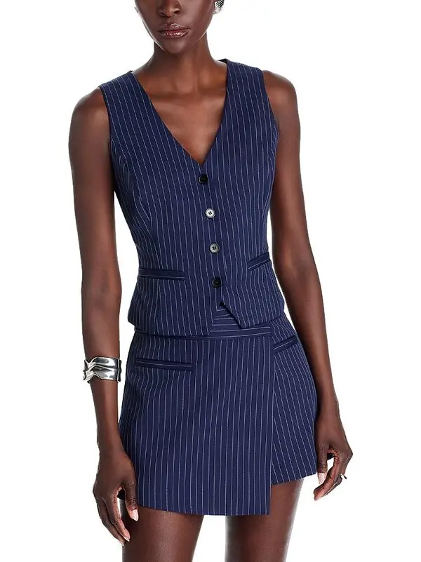 Aqua Pinstriped Vest - Navy/white