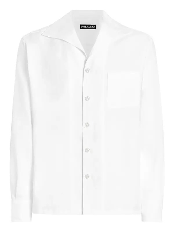 Dolce & Gabbana Long-sleeved Linen Shirt - White