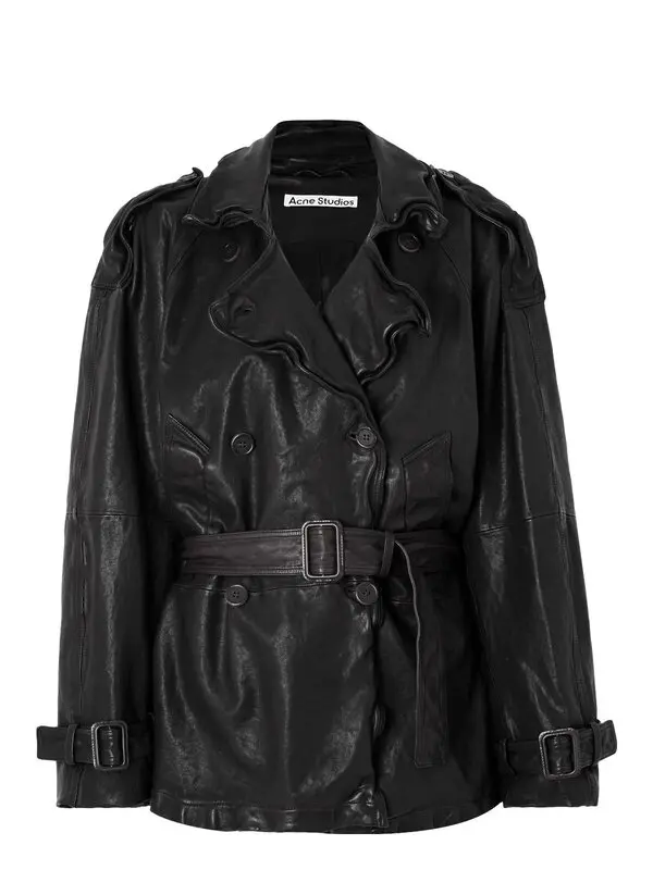 Acne Studios Double-breasted Leather Jacket - Black