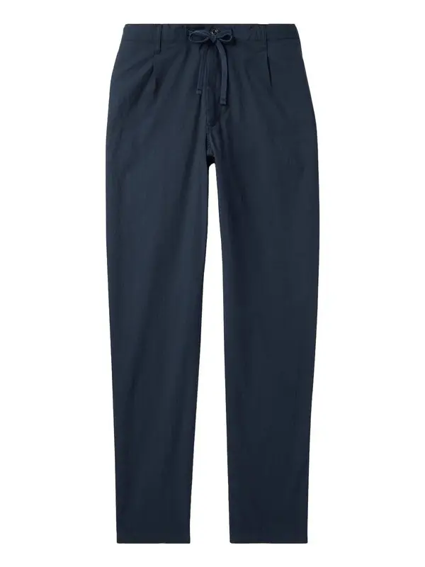 Hartford Straight-leg Stretch-cotton Trousers - Blue