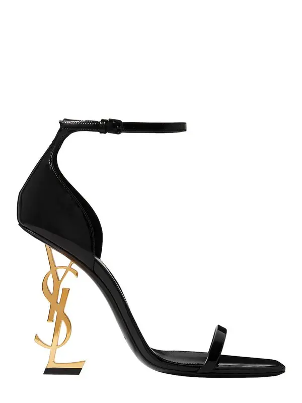 Saint Laurent Opyum Patent-leather Sandals - Black