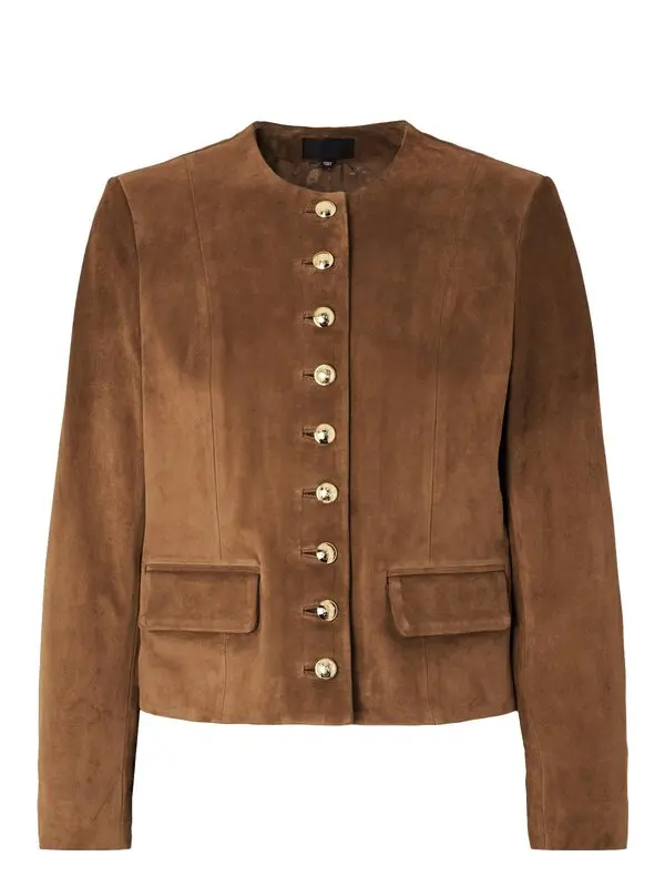 NILI LOTAN Nanon Suede Jacket - Brown