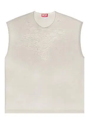 DIESEL® Sleeveless Distressed Jersey Top - Grey
