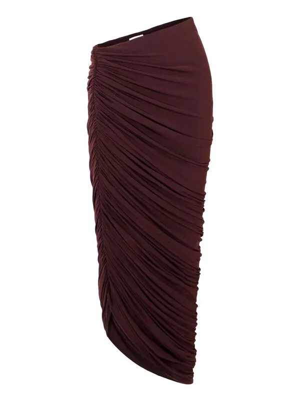 Magda Butrym Asymmetric Ruched Midi Skirt - Burgundy