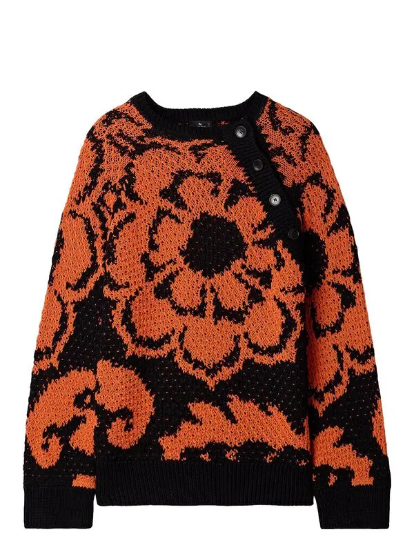 Etro Cotton-jacquard Sweater - Orange
