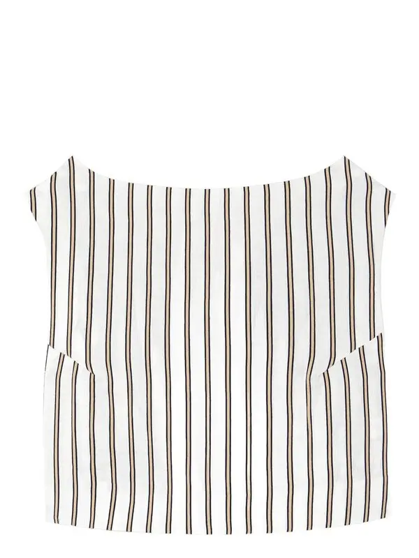 DESTREE Richard Cropped Striped Top - Off-white