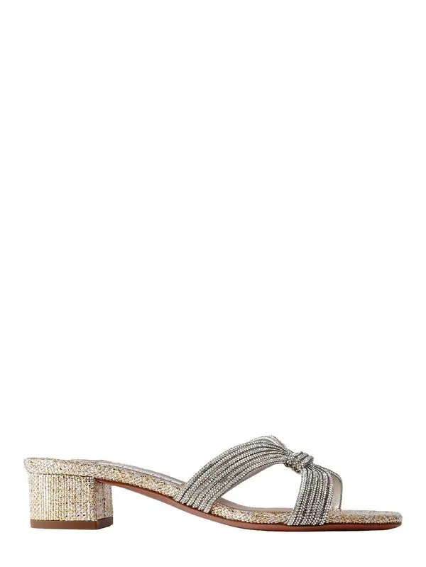 AQUAZZURA Muse 35 Crystal-embellished Mules - Gold