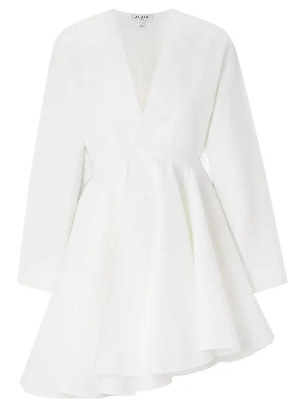 Alaïa Asymmetric Cotton-poplin Mini Dress - White
