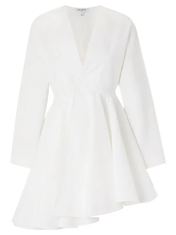 Alaïa Asymmetric Cotton-poplin Mini Dress - White