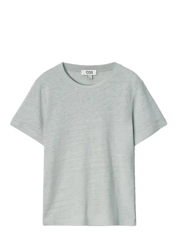 Cos Crew-neck Linen T-shirt - Turquoise