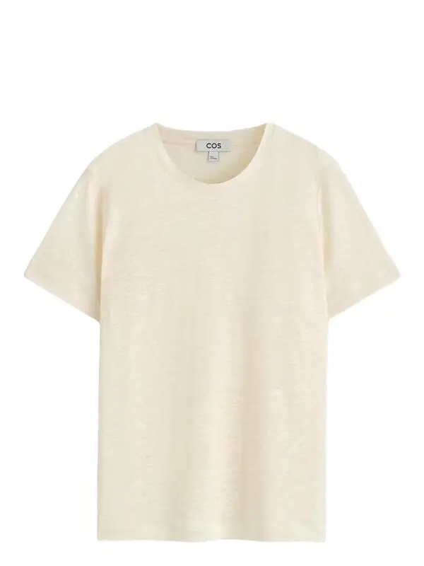 Cos Crew-neck Linen T-shirt - White