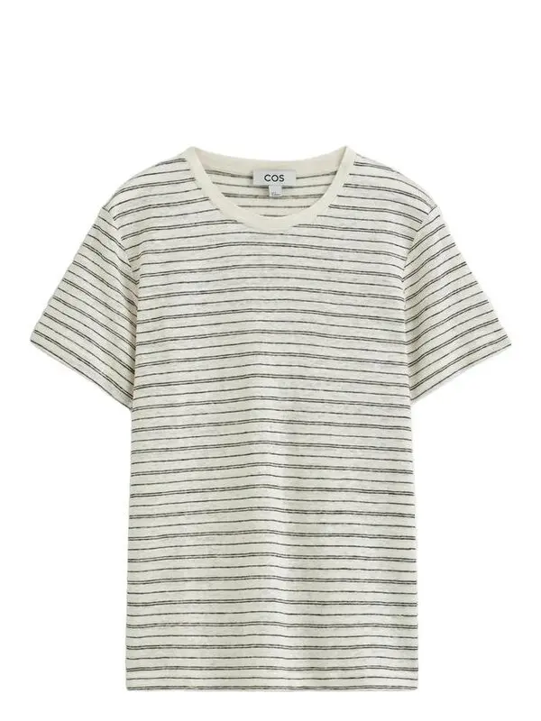 Cos Crew-neck Linen T-shirt - White