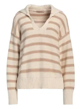 TWINSET Striped Cotton V-neck Sweater - White