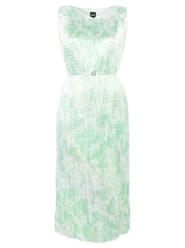 BOSS Belted Midi Dress - Green
