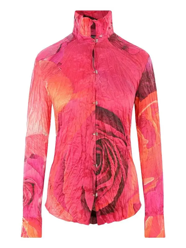 Roberto Cavalli Garden Rose-print Shirt - Pink