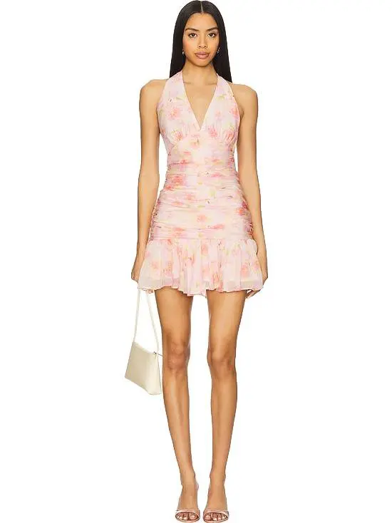 Bardot Mave Halter Mini Dress - Pink Floral