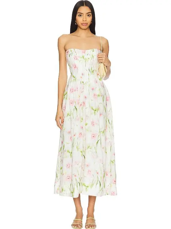 Bardot Lola Corset Midi Dress - Summer White Floral