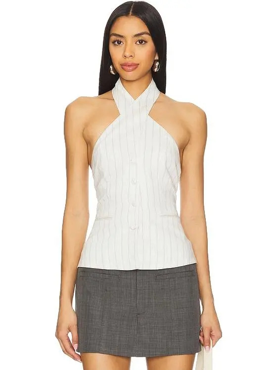ALL THE WAYS Selene Top - White Pinstripe