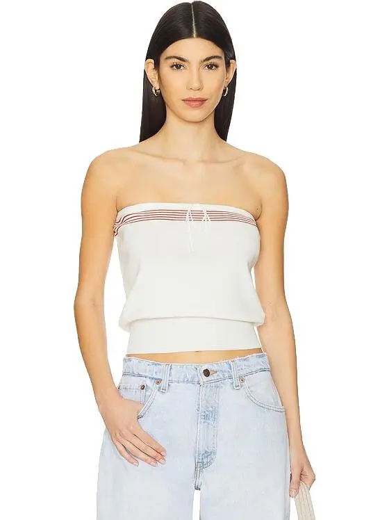 Faithfull The Brand Arlette Strapless Top - White & Red Stripe