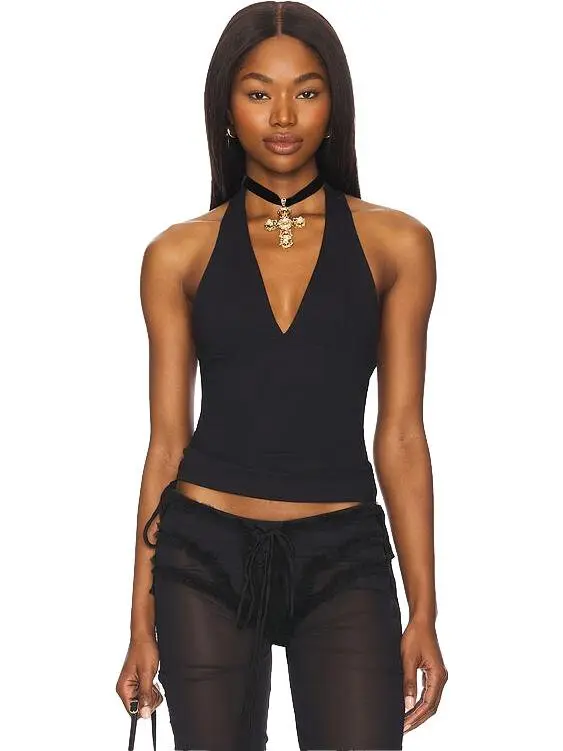 Free People Halterneck Top - Black