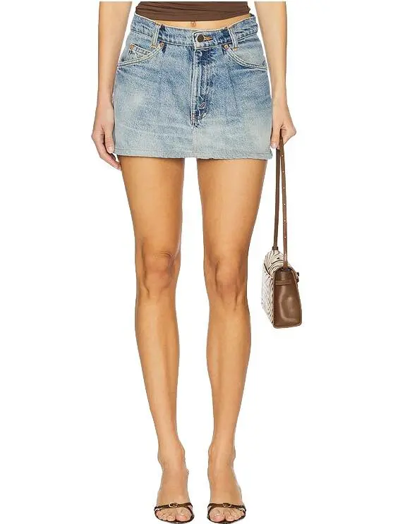 ALIGRACE Vintage Cinched Skirt - Blue