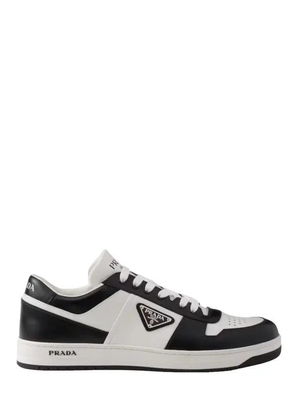 Prada Downtown Leather Sneakers - White/black