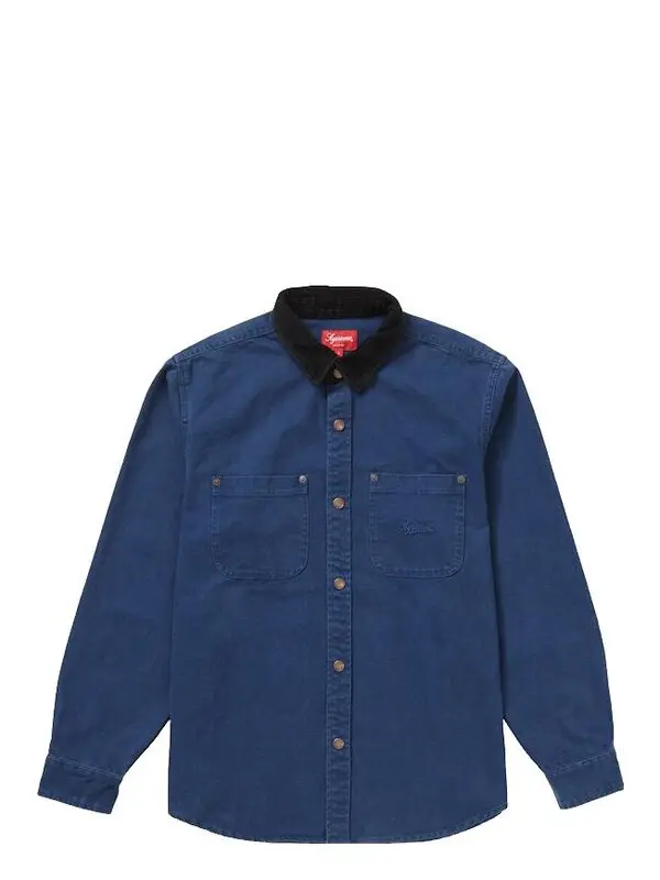 Supreme Script Canvas Snap Shirt - Blue