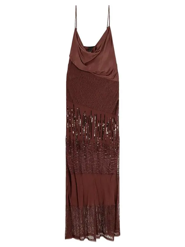 Pinko Ibis Long Dress - Brown