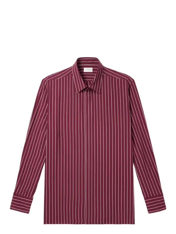 Saint Laurent Pinstriped Crepe Shirt - Red