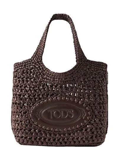 TOD'S - Tod's Mini Leather-trimmed Raffia Tote