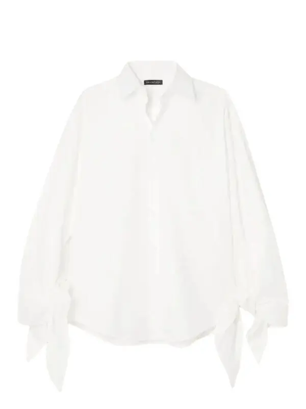 Balenciaga Oversized Knot Cuff Cotton Poplin Shirt - White