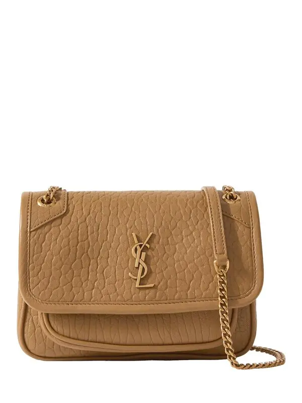 Saint Laurent Niki Mini Crinkled-leather Shoulder Bag - Brown